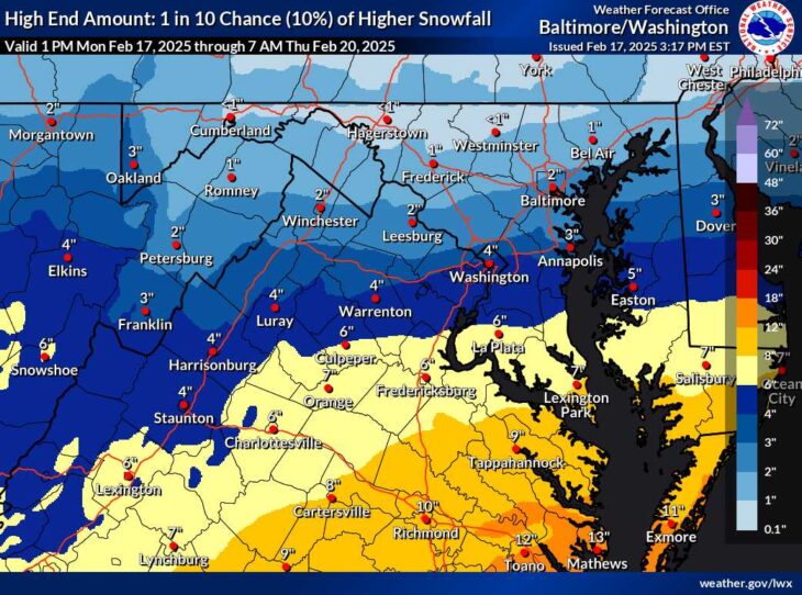 Winter Storm Watch for St. Mary’s County as Projected Snow Totals ...