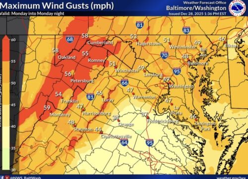 High Winds Expected Monday With Gusts Near 50 MPH - The MoCo Show