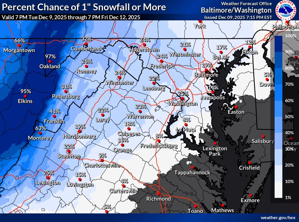 Possible Snow Chances Increasing Across Maryland This Week - The MoCo Show
