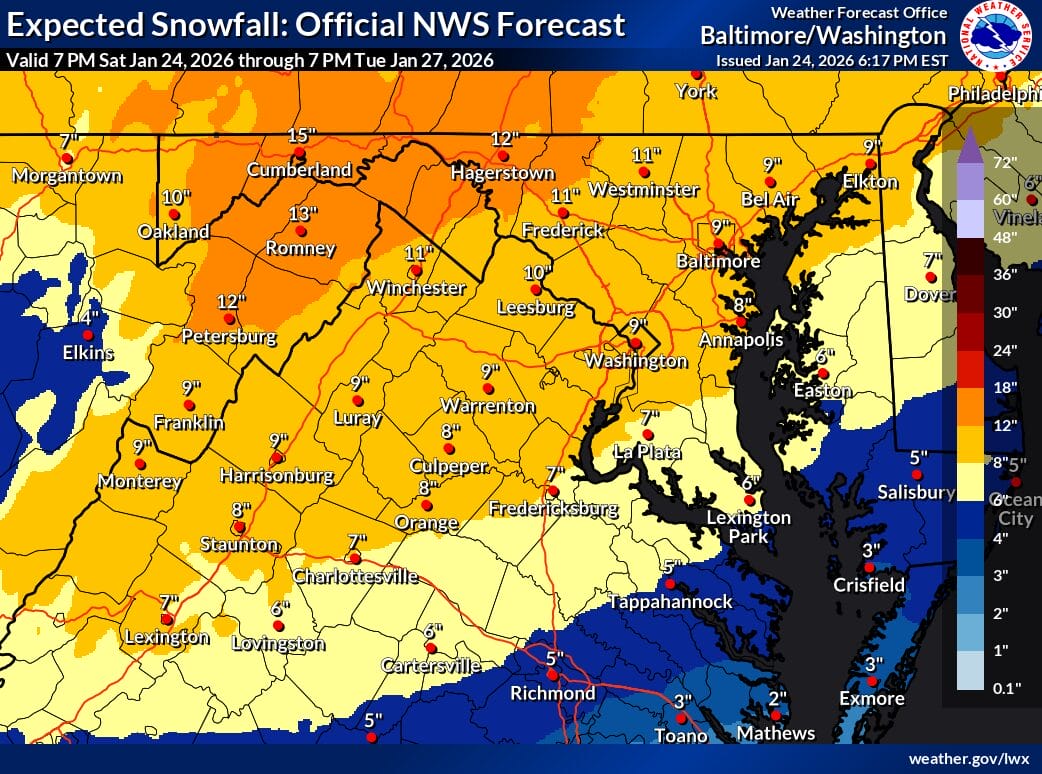 Final Projected Snow and Ice Totals For Maryland and Virginia - The ...