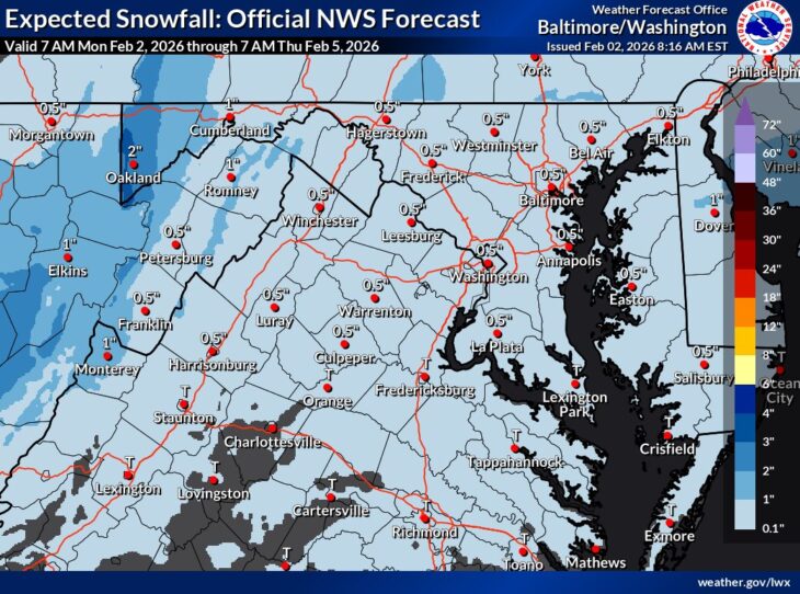NWS Forecasts Around Half an Inch of Snow Tuesday Night Into Wednesday ...
